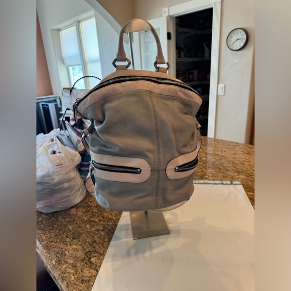 orYANY | Bags | Oryany Holly Pebbled Leather Gray Blush Pink Backpack ...